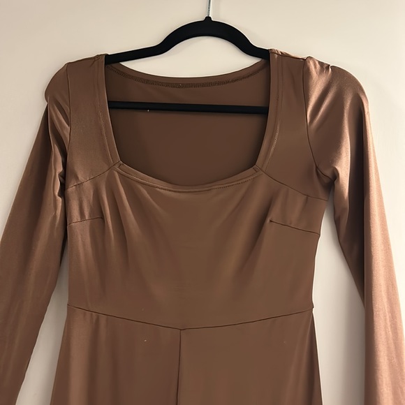 Pants & Jumpsuits | Square Neck Flare Leg Bodysuit | Poshmark